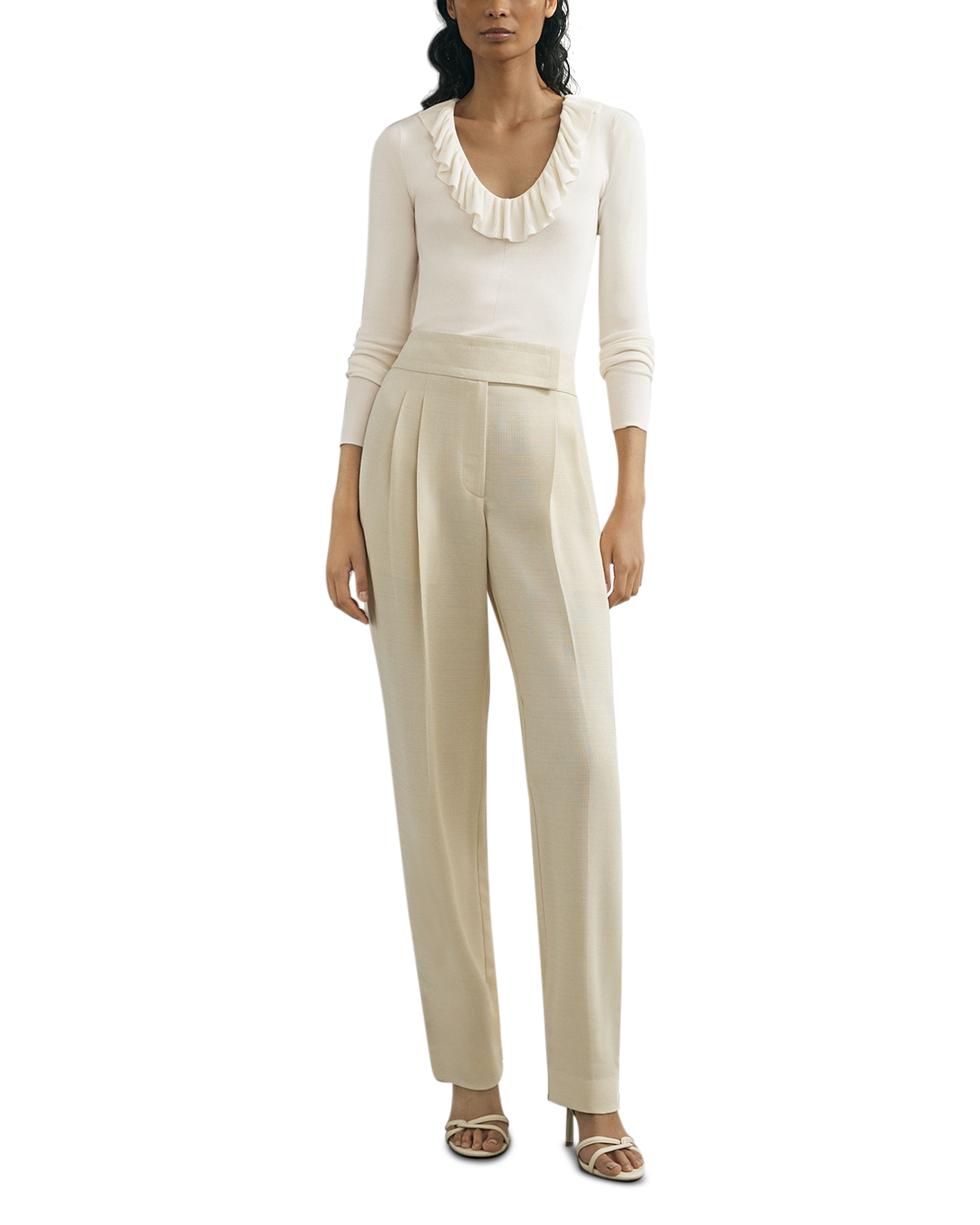 REISS Reiss Rosie Ruffled Neck Top - Silk Blend